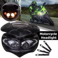 China Dual LED Headlamp for Motorbikes and ATV 12V Plastic Front Fairing Lamp for Dirt Pit Bikes and Lo Beam Motorbike Headlight for sale