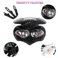 China Dual LED Headlamp for Motorbikes and ATV 12V Plastic Front Fairing Lamp for Dirt Pit Bikes and Lo Beam Motorbike Headlight for sale