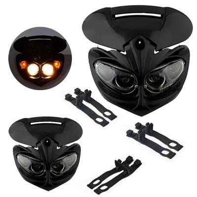 China Dual LED Headlamp for Motorbikes and ATV 12V Plastic Front Fairing Lamp for Dirt Pit Bikes and Lo Beam Motorbike Headlight for sale