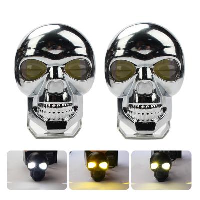 China 3inch  40W Dual Color Led Spotlight Auxillary Motorcycle External Spotlight Skull Motorcycle Headlight Fog Lamp for sale