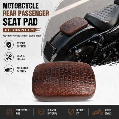 China 6-Suction Cup Motorcycle Rear Seat, Alligator Leather Texture, Rectangular Rear Seat Cushion for Harley-Davidson 883 1200 Choppers Bobber for sale