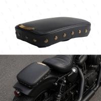 China Motorcycle seat, black and brown vintage studded rear seat cushion, rear passenger cushion seat, 8 suction cups, for Harley Sportster Dyna Custom Chopper. for sale