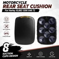 China Motorcycle seat, black and brown vintage studded rear seat cushion, rear passenger cushion seat, 8 suction cups, for Harley Sportster Dyna Custom Chopper. for sale
