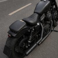 China Motorcycle seat, black and brown vintage studded rear seat cushion, rear passenger cushion seat, 8 suction cups, for Harley Sportster Dyna Custom Chopper. for sale