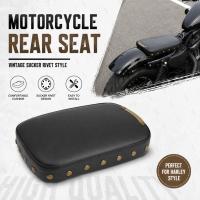 China Motorcycle seat, black and brown vintage studded rear seat cushion, rear passenger cushion seat, 8 suction cups, for Harley Sportster Dyna Custom Chopper. for sale