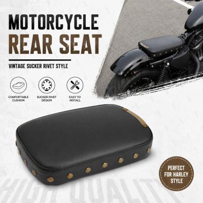 China Motorcycle seat, black and brown vintage studded rear seat cushion, rear passenger cushion seat, 8 suction cups, for Harley Sportster Dyna Custom Chopper. for sale