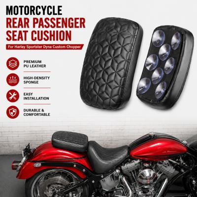 China Motorcycle Seat, Black Retro Rear Seat Cushion, Rear Passenger Cushion Seat, 8 Suction Cups, Suitable for Harley Sportster Dyna Custom Chopper for sale