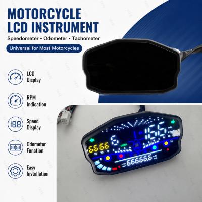 China Universal LED Screen Display Motorcycle Speedometer Digital Tachometer Dashboard Fuel Gauge for Honda Ducati Yamaha for sale