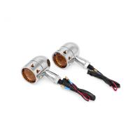 China 12V Motorcycle Aluminum Alloy LED Turn Signal Light Universal Amber Indicator for Harley Custom Bobber Black Chrome for sale