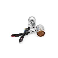 China 12V Motorcycle Aluminum Alloy LED Turn Signal Light Universal Amber Indicator for Harley Custom Bobber Black Chrome for sale