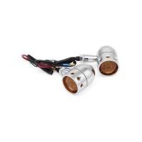 China 12V Motorcycle Aluminum Alloy LED Turn Signal Light Universal Amber Indicator for Harley Custom Bobber Black Chrome for sale