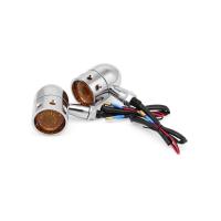 China 12V Motorcycle Aluminum Alloy LED Turn Signal Light Universal Amber Indicator for Harley Custom Bobber Black Chrome for sale