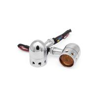 China 12V Motorcycle Aluminum Alloy LED Turn Signal Light Universal Amber Indicator for Harley Custom Bobber Black Chrome for sale