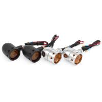 China 12V Motorcycle Aluminum Alloy LED Turn Signal Light Universal Amber Indicator for Harley Custom Bobber Black Chrome for sale