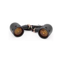 China 12V Motorcycle Aluminum Alloy LED Turn Signal Light Universal Amber Indicator for Harley Custom Bobber Black Chrome for sale