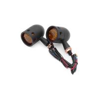 China 12V Motorcycle Aluminum Alloy LED Turn Signal Light Universal Amber Indicator for Harley Custom Bobber Black Chrome for sale