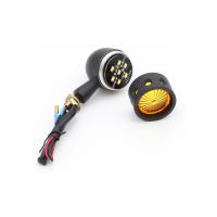 China 12V Motorcycle Aluminum Alloy LED Turn Signal Light Universal Amber Indicator for Harley Custom Bobber Black Chrome for sale