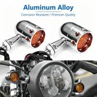 China 12V Motorcycle Aluminum Alloy LED Turn Signal Light Universal Amber Indicator for Harley Custom Bobber Black Chrome for sale