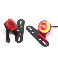 China Retro Round LED Motorcycle Tail Light Brake Light License Plate Light for Kawasaki Suzuki Yamaha Motorcycles for sale