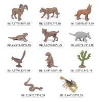 China Desert Wild Animal Models 11 PCS Mini Cactus Armadillo Snake Lynx Wolf Scorpion Marmot Figurines Toy for Boys Girls Kids for sale
