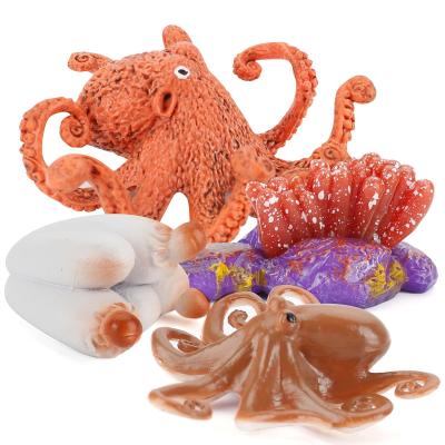 China v4 PCS Sea Marine Animal Figures Ocean Creatures Action Models Life Cycle Octopus Figure for sale