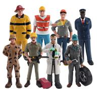 China People at Work Model Toy 8 PCS Pretend Professionals Figurines Career Figures Individually Hand-Painted People Toys for sale