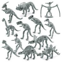 China Realistic Multi Colored Jurassic Age Figure Toy 12 PCS Gray Dinosaur Bone Fossil Figure Set for sale