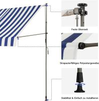 China 300 cm Wide Balcony Awning Polyester Sail Material Hand Crank Sun Protection No Drilling for sale