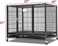 China Large Dogs Heavy Duty Metal Kennel and Crate with Four Wheels in Solid Black for sale