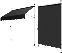 China 300x130cm Polyester Fabric Outdoor Balcony Clamp Awning with Iron Frame in Gray/Black for sale