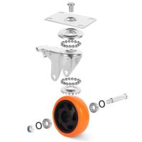 China 100mm Medium Duty Caster Polyurethane Wheel Swivel Type Caster With Brake for sale