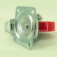 China Red Swivel Industrial Caster Wheels 6 Inch Polyurethane Wheel Swivel Top Plate for sale