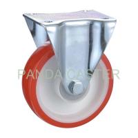 China Red Swivel Industrial Caster Wheels 6 Inch Polyurethane Wheel Swivel Top Plate for sale