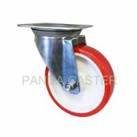 China Red Swivel Industrial Caster Wheels 6 Inch Polyurethane Wheel Swivel Top Plate for sale