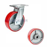 China 6 Inch Red Caster Polyurethane PU Wheels , Heavy Duty Swivel Casters for sale