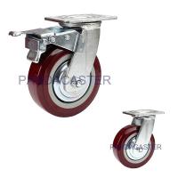 China 6 Inch Caster Wheels Heavy Duty Polyurethane Casters With Double Lock Brake for sale