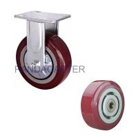 China Polyurethane Tread Casters , Fixed Top Plate Heavy Duty 6 Inch Casters for sale