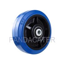 China 6 Inch Heavy Duty Swivel Casters , Blue Super Elastic Rubber Wheels for sale