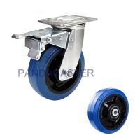 China Rubber Heavy Duty Casters 280KG Zinc Plated Finish With Total Brake Device for sale