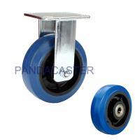 China Blue Super Elastic Rubber Wheels , 6 Inch Heavy Duty Rubber Casters for sale