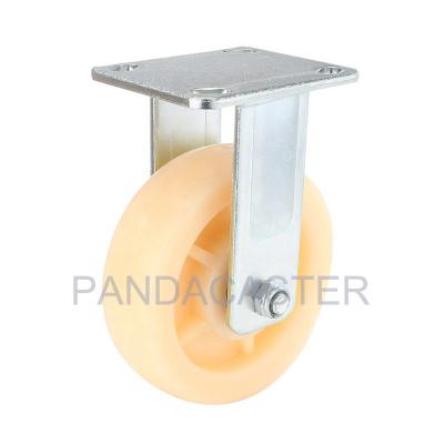 China Nylon Trolley Wheels Heavy Duty Rigid Casters Bright Zinc Plated Finish for sale