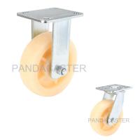 China Nylon Trolley Wheels Heavy Duty Rigid Casters Bright Zinc Plated Finish for sale