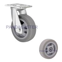 China Gray Caster Rubber Wheels Heavy Duty Swivel Casters Zinc Plated Finish for sale