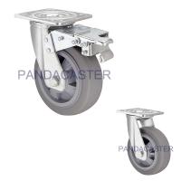 China Gray 6 Inch Heavy Duty Casters TPR Wheels With Total Brake Device for sale