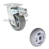 China 150mm Heavy Duty Casters Gray Thermoplastic Rubber Wheels With Brake for sale