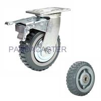 China Durable Heavy Duty Casters Polyurethane Tread Wheels With Total Brake for sale