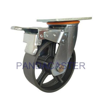 China Heavy Duty Cast Iron Wheel High Temperature Resistant Casters With Brake Device for sale