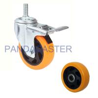 China Double Locking Swivel Casters 4 In Polyurethane Caster With Brake for sale