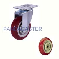 China Red PVC Tread Wheel Zinc Plated Casters , 100mm Swivel Castor Wheels for sale
