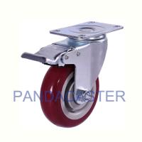 China Polyproylene Medium Duty Casters 100Kg Red Double Locking Casters for sale